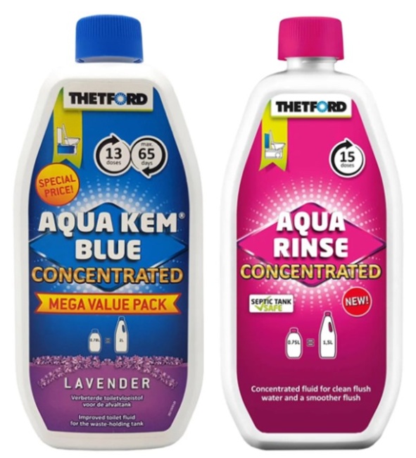 Thetford Aqua Kem Blue & Rinse Duo Concentrated Toilet Fluid Pack ...