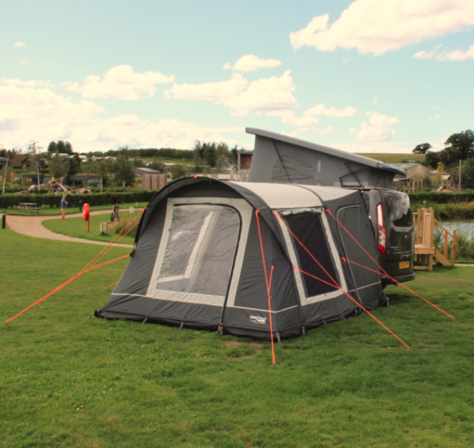 Camptech Moto Monarch Inflatable Drive-Away Awning - Tent Hire Direct